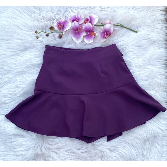 Zara | Skirts | Nwt Zara Purple Ruffle Mini Skort | Poshmark